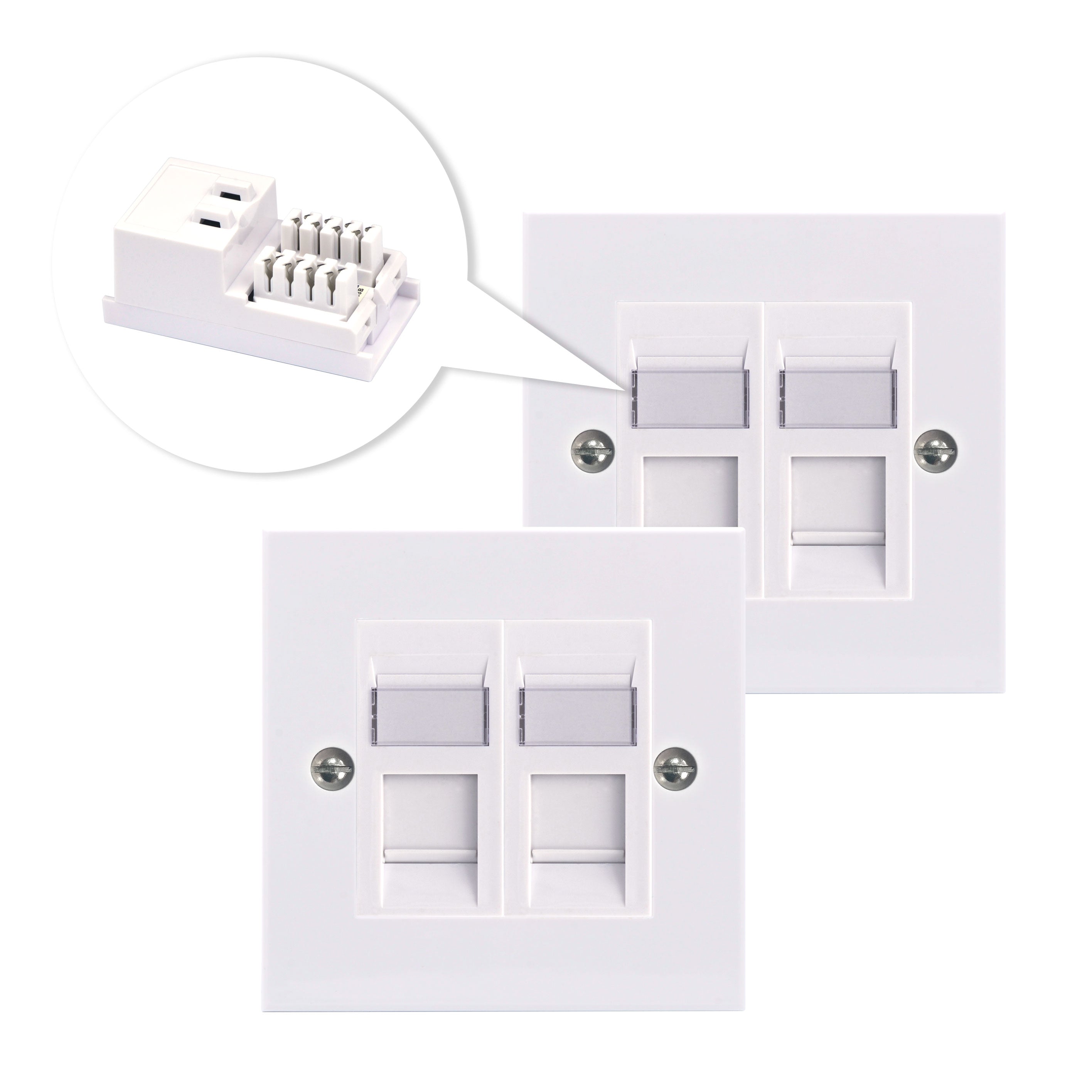 British Ethernet Socket Double Port Faceplate VCELINK