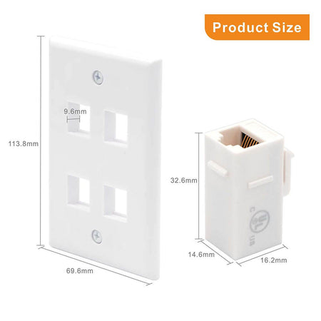 RJ45 Wall Plate 4 Port UL-Listed VCELINK
